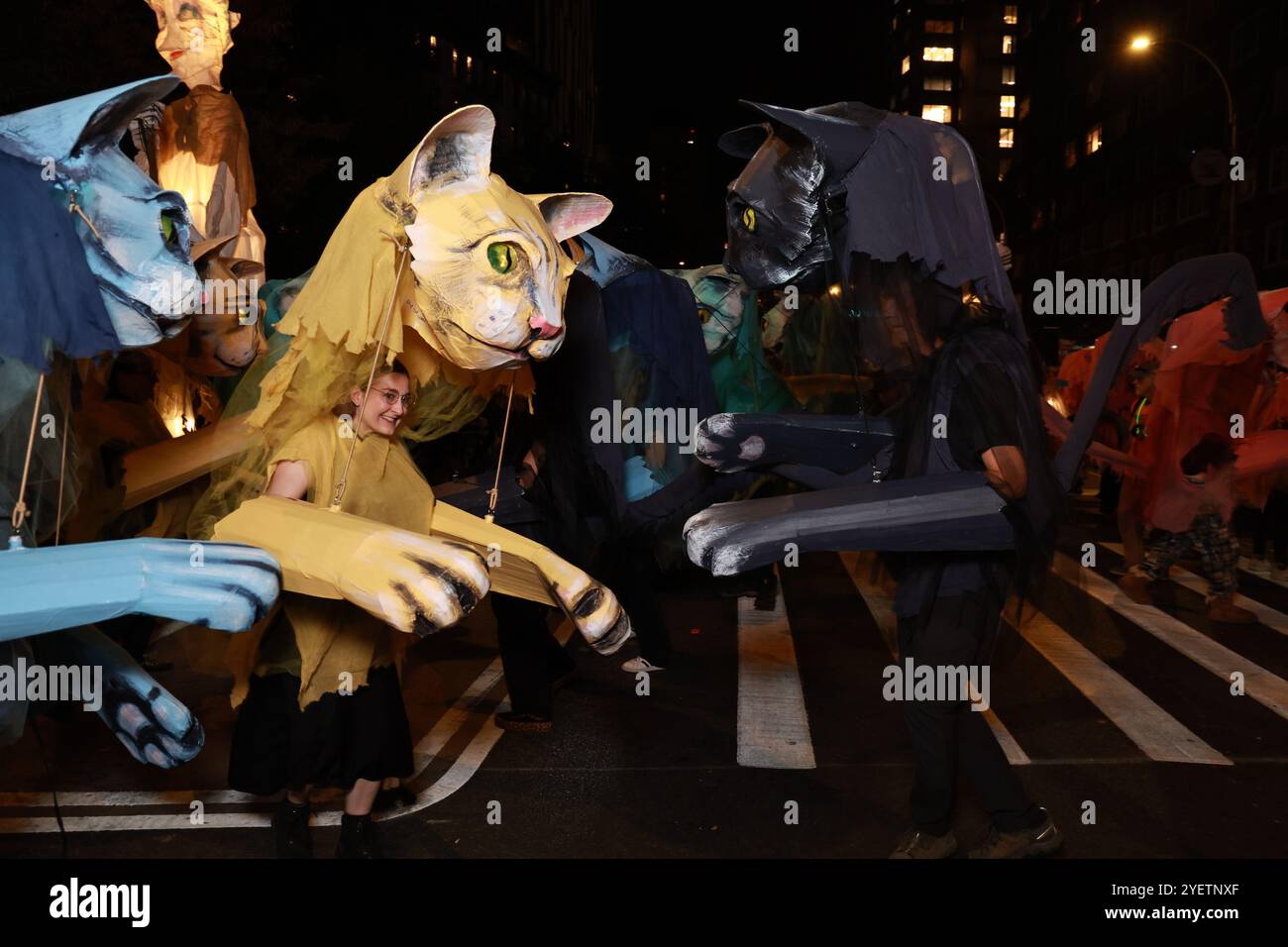 Performers dressed as cats entertain crowds during the New York’s 51st ...