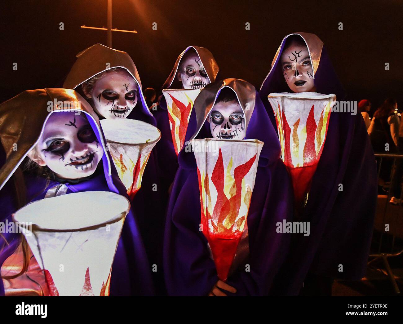 Revellers and performers at the 2024 Halloween carnival and parade in ...