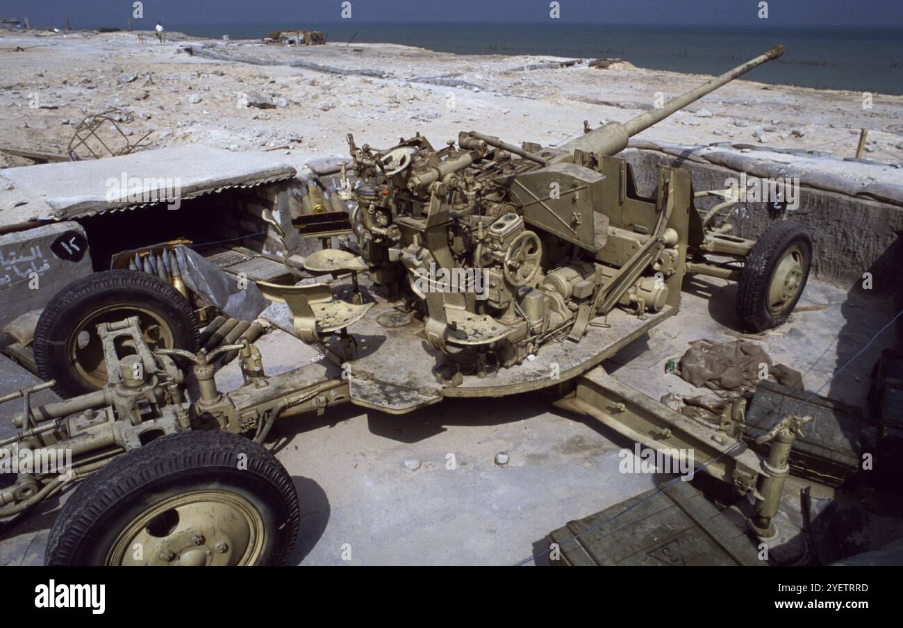 First Gulf War: 10th March 1991. An abandoned Iraqi Army 57mm AZP S-60 ...