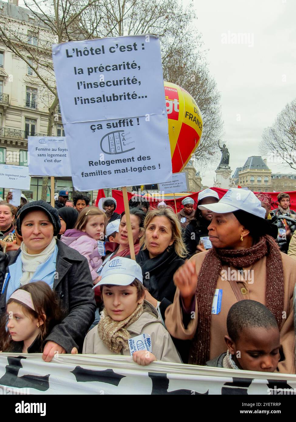 Paris, France, Large Crowd People, Women, Children, Poverty ...