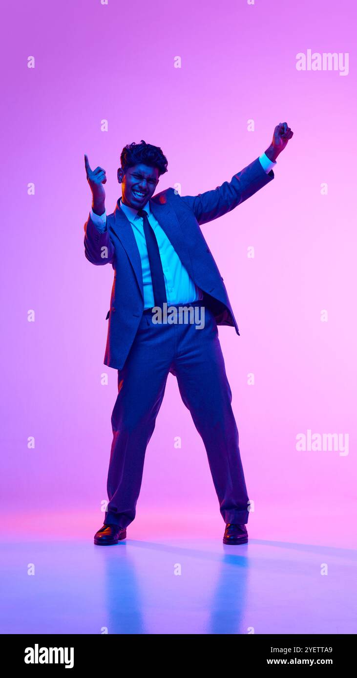 Full-length portrait of happy young Indian man, businessman in formal ...