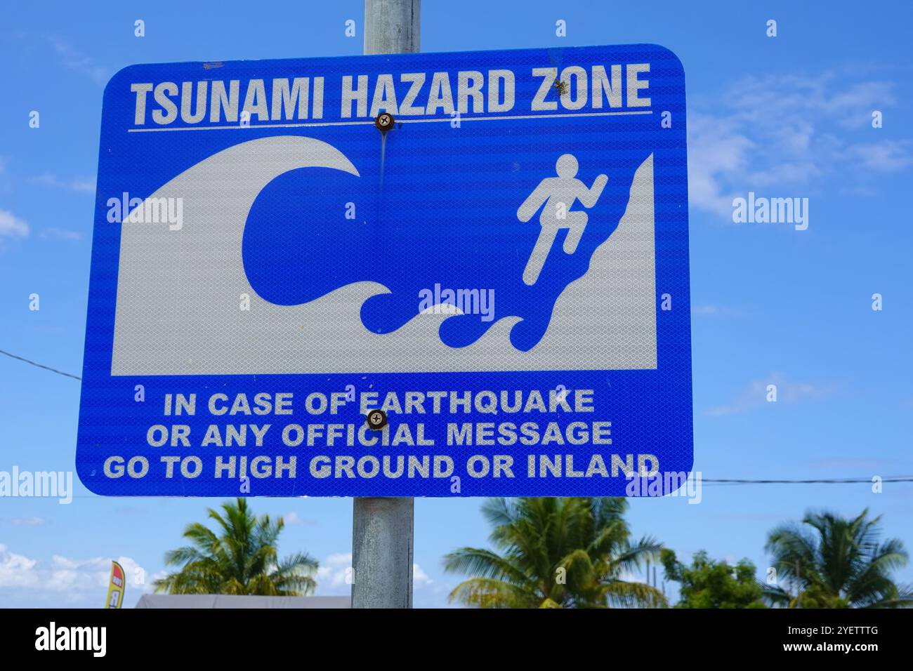 Tsunami zone warning sign hi-res stock photography and images - Alamy