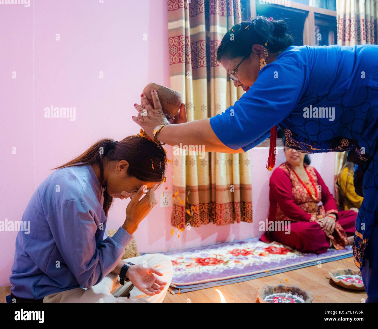 November 1, 2024, Bhaktapur, Bagmati, Nepal: A Family member ...