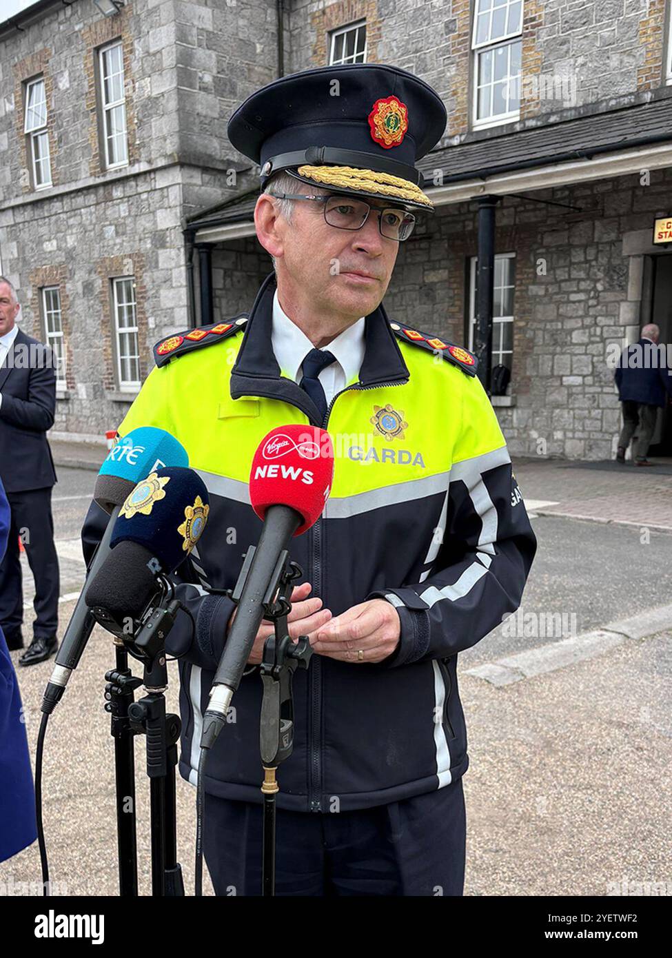 Garda Commissioner Drew Harris speaking to the media in Portlaoise, Co ...