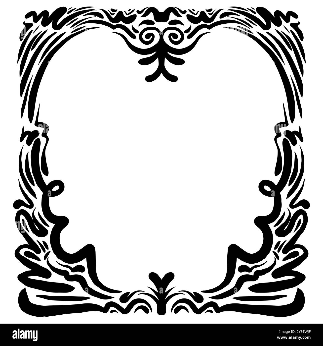 Elegant hand drawn retro floral frame. Design template for banner, card ...