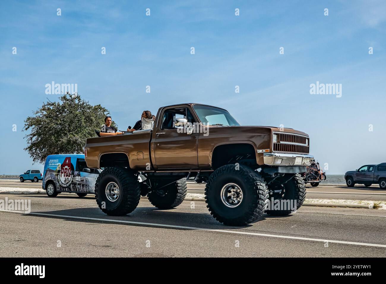 Gulfport, MS - October 04, 2023: Wide angle front corner view of a 1981 Chevrolet C10 Custom ...