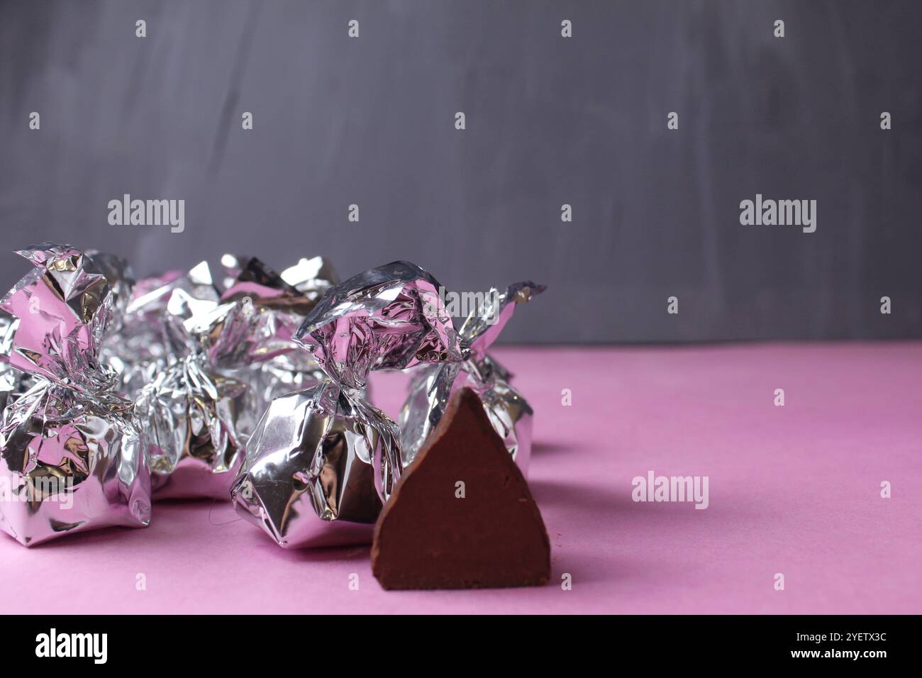 Candy in a cut in a silver wrapper. Handmade Candy Concept Stock Photo ...