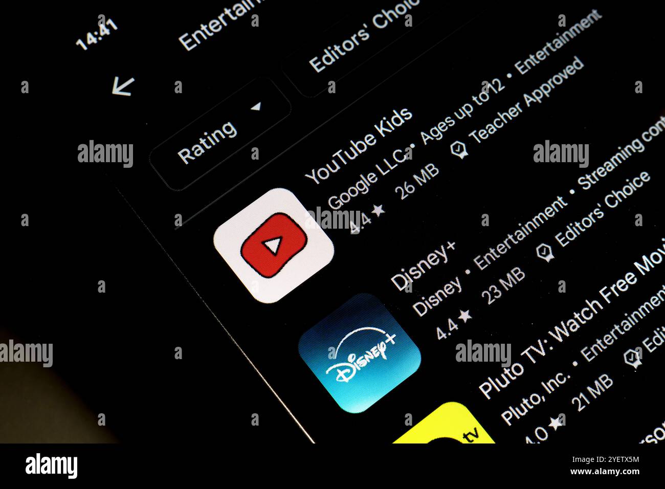 November 1, 2024, Brazil. In this photo illustration, the YouTube Kids, Disney Plus and Pluto TV ...