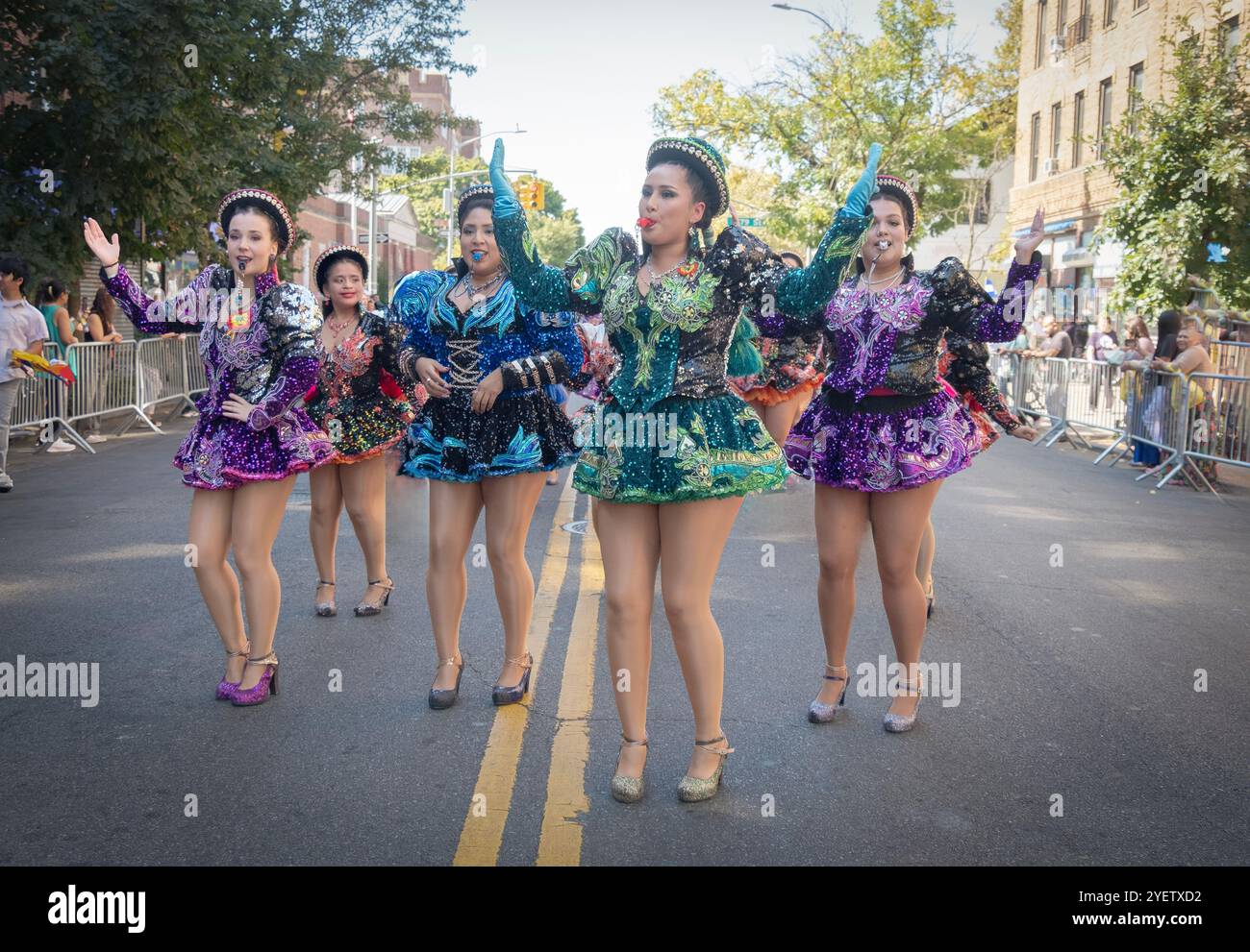 Miss San Simon USA Jersey branch blows a kiss during the 2024 Bolivian ...