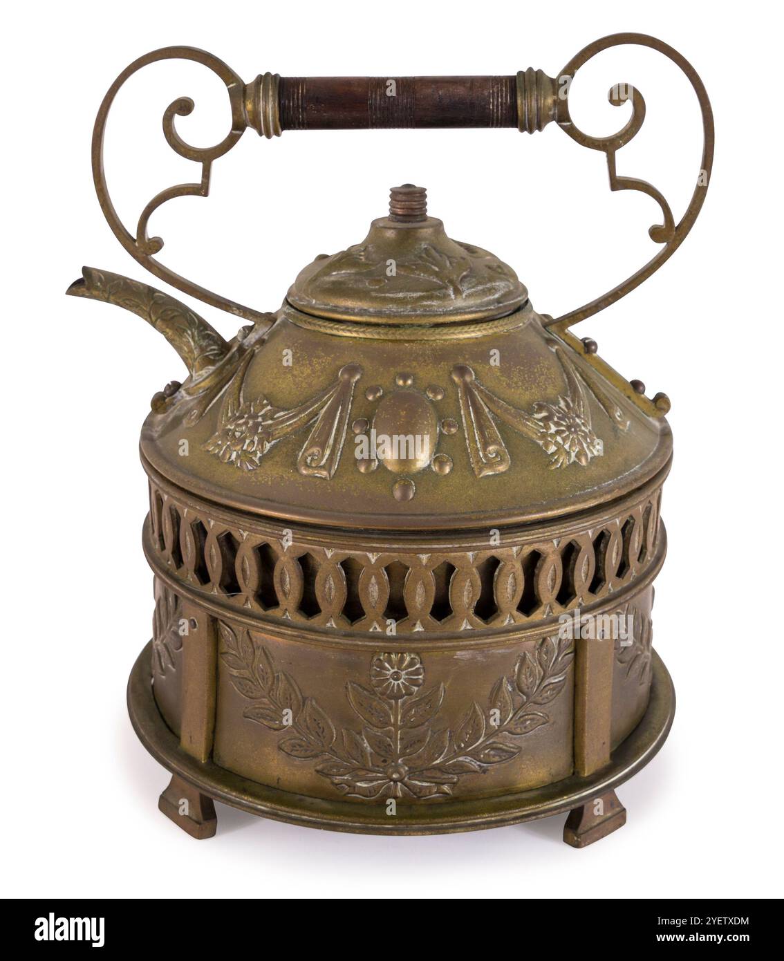 Old teapot made of bronze on a white background isolated including ...
