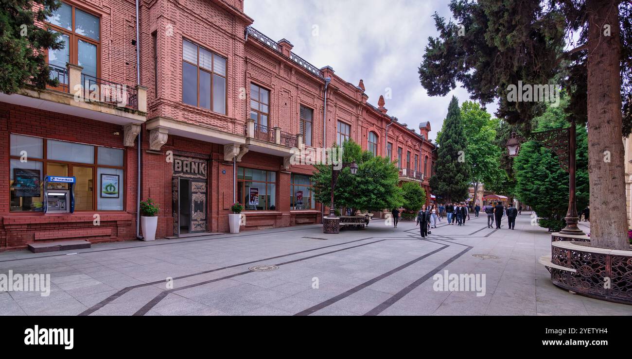 Ganja, Azerbaijan - May 13, 2024: Javad Khan Street, surrounded by ...
