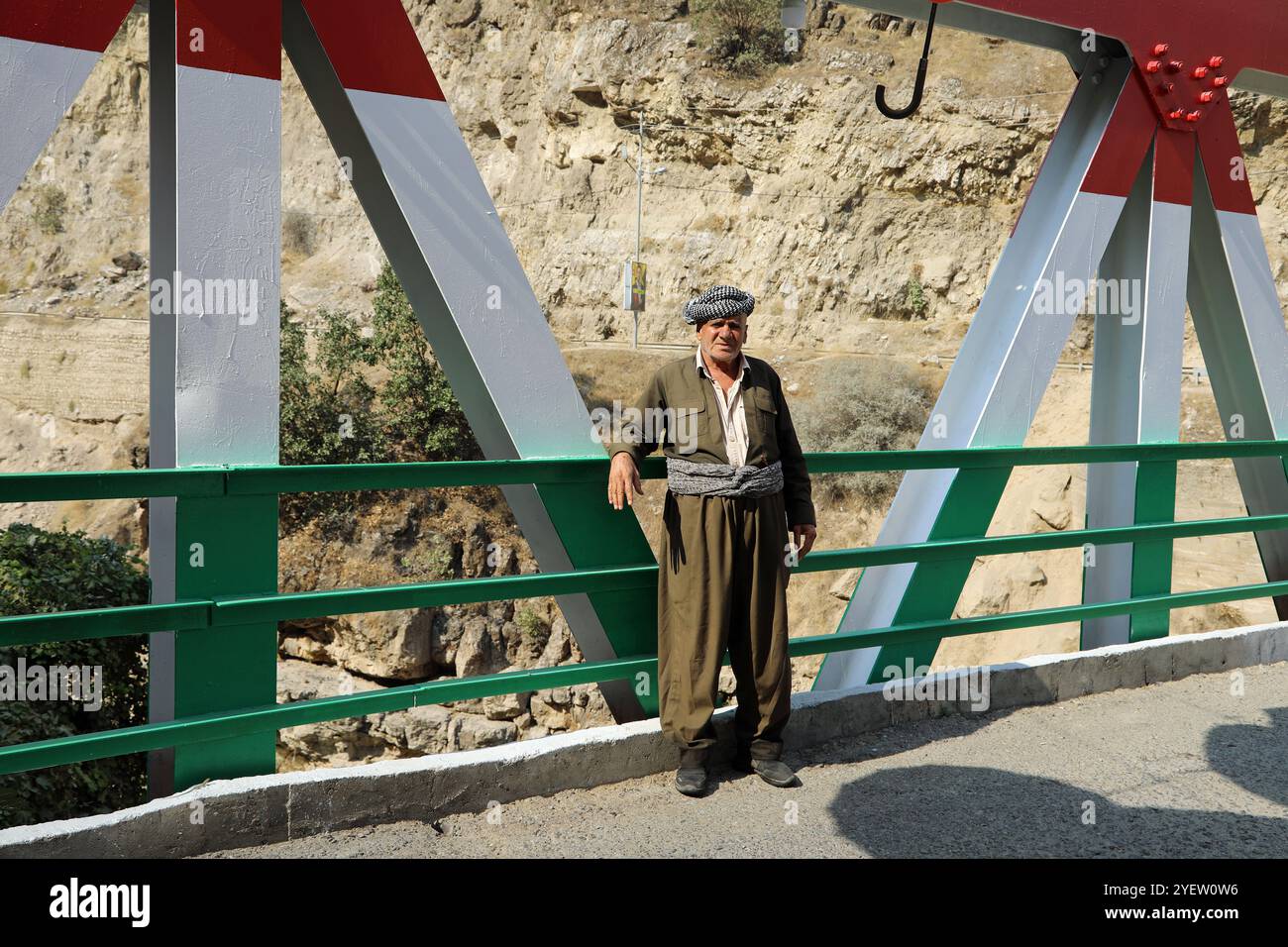 Kurdish man standing on the Callender Hamilton Bridge in Iraqi ...