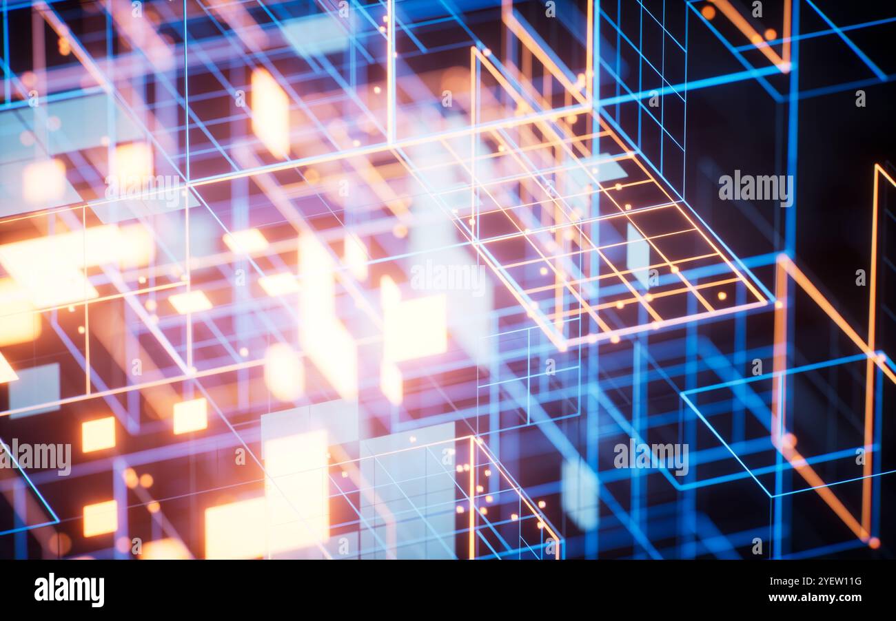 Digital cyberspace glowing cross lines hi-res stock photography and images - Alamy