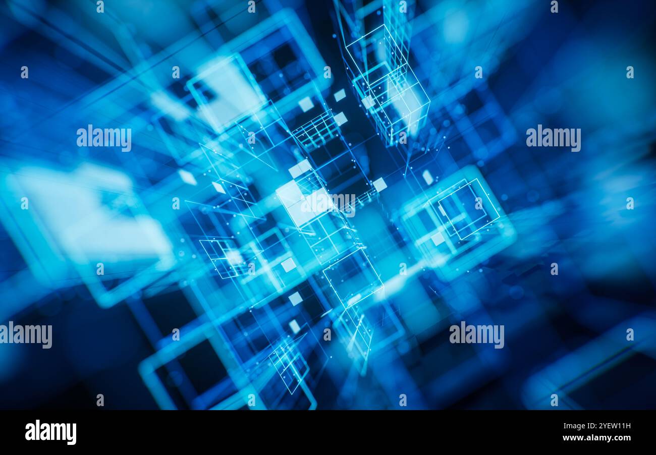 Digital cyberspace glowing cross lines hi-res stock photography and images - Alamy
