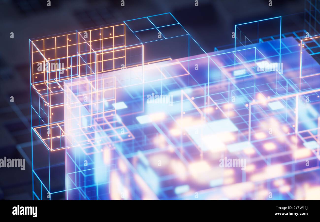 Digital cyberspace glowing cross lines hi-res stock photography and images - Alamy