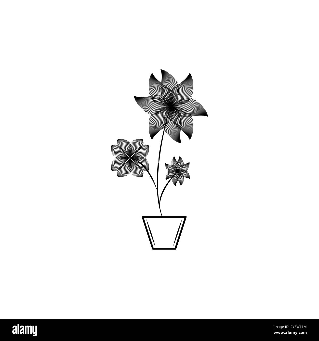 line art flower art work vector isolated on white background Stock ...