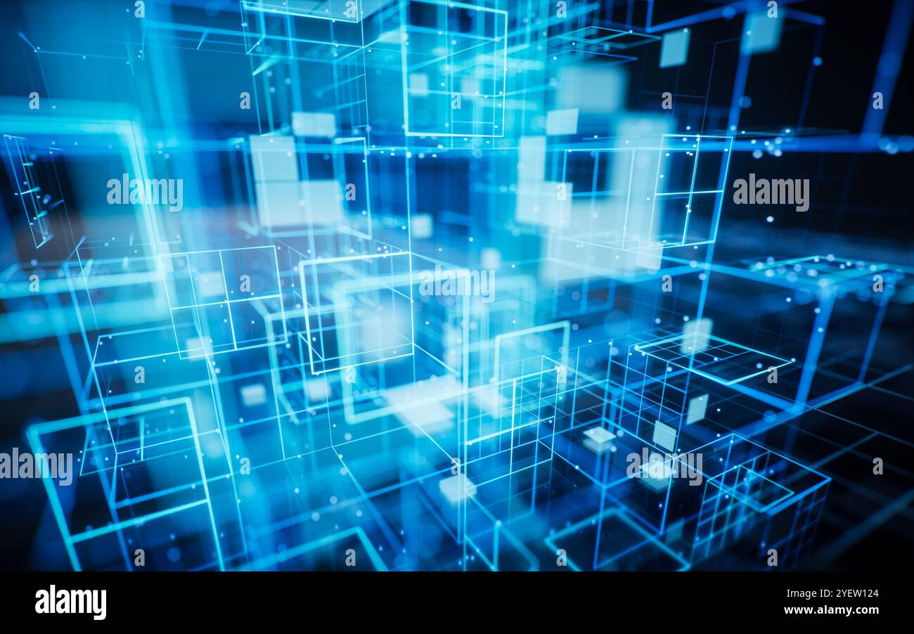 Digital cyberspace glowing cross lines hi-res stock photography and ...