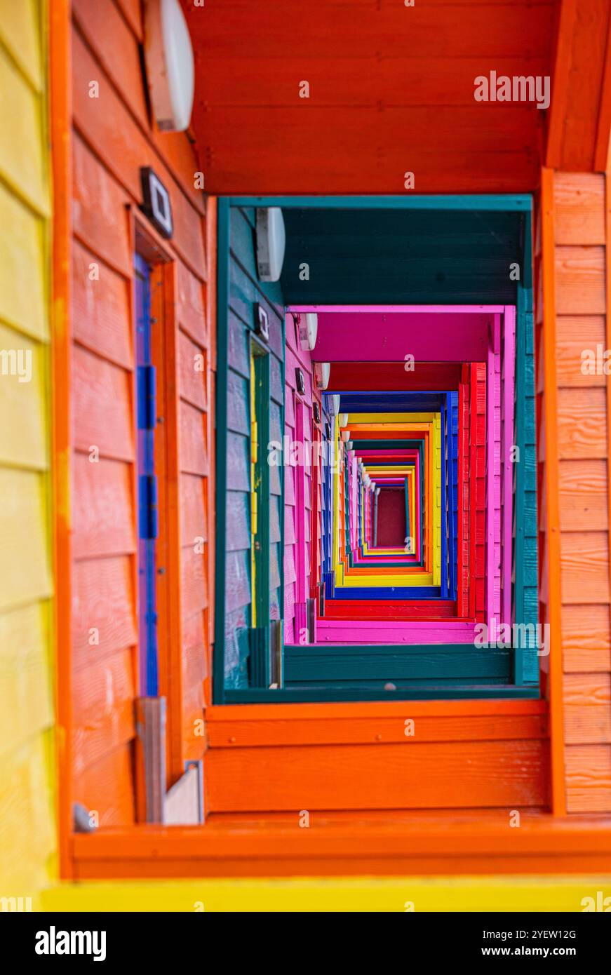 Colourful beach huts saltburn hi-res stock photography and images - Alamy