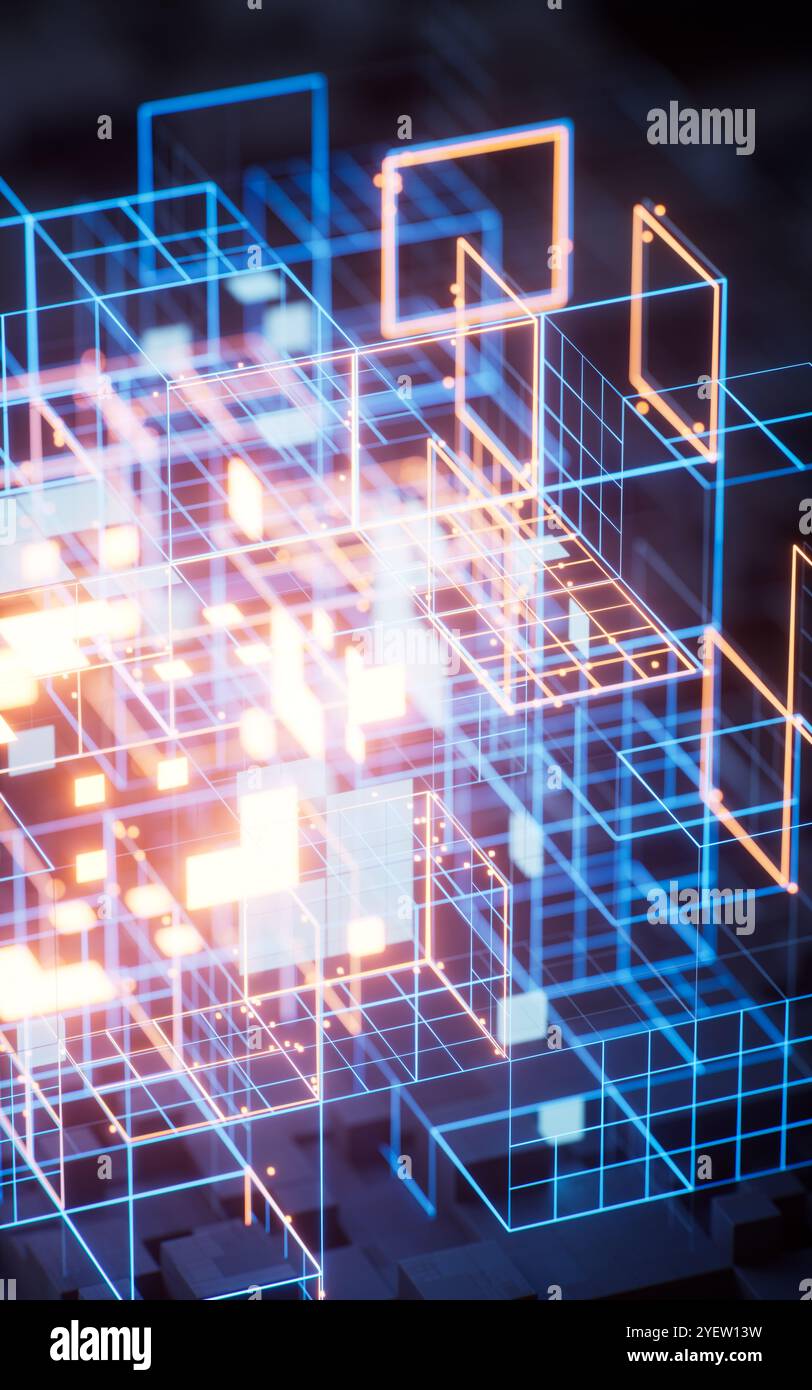 Digital cyberspace glowing cross lines hi-res stock photography and ...