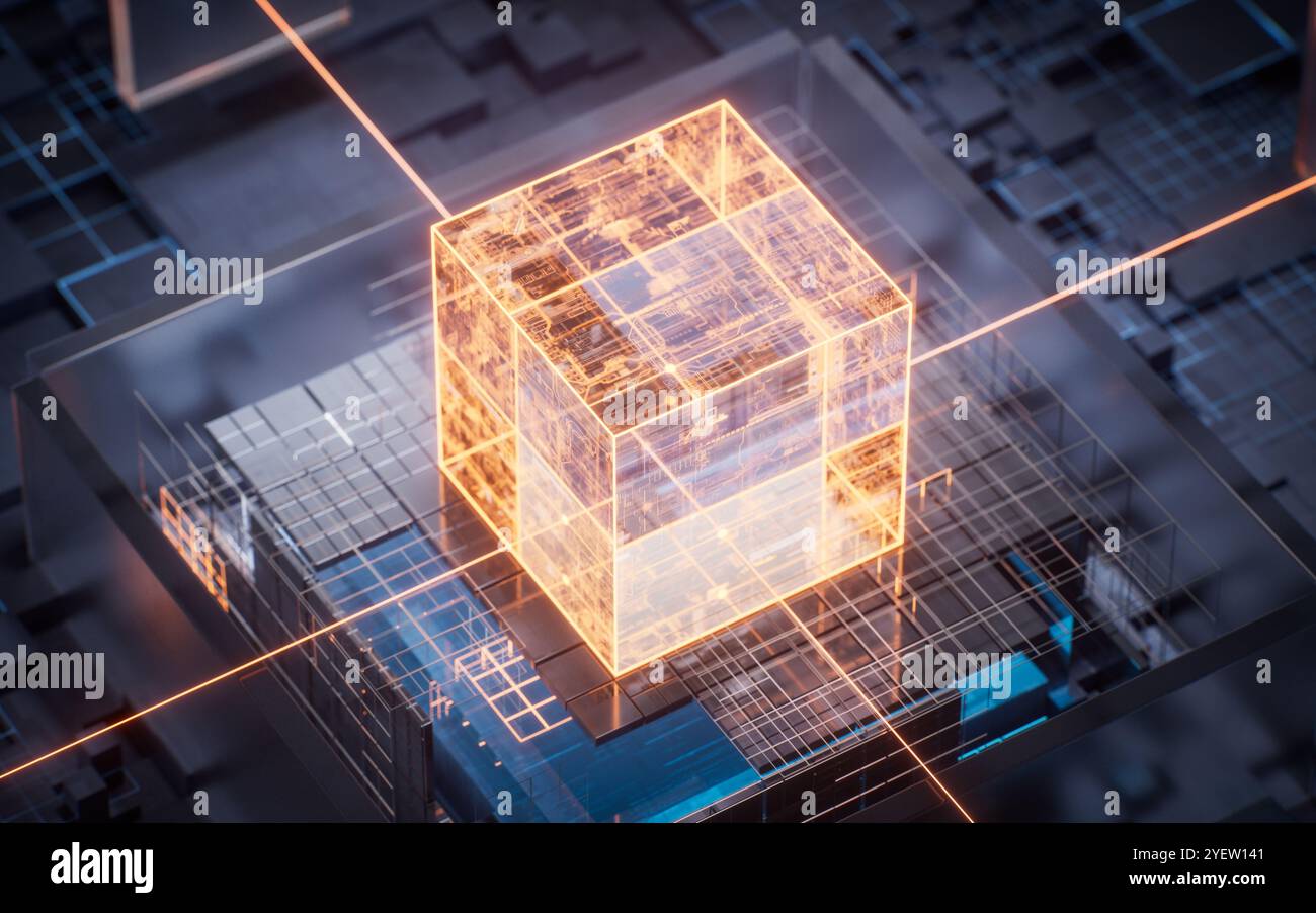 Technology circuit board and core, 3d rendering. 3D illustration Stock Photo - Alamy