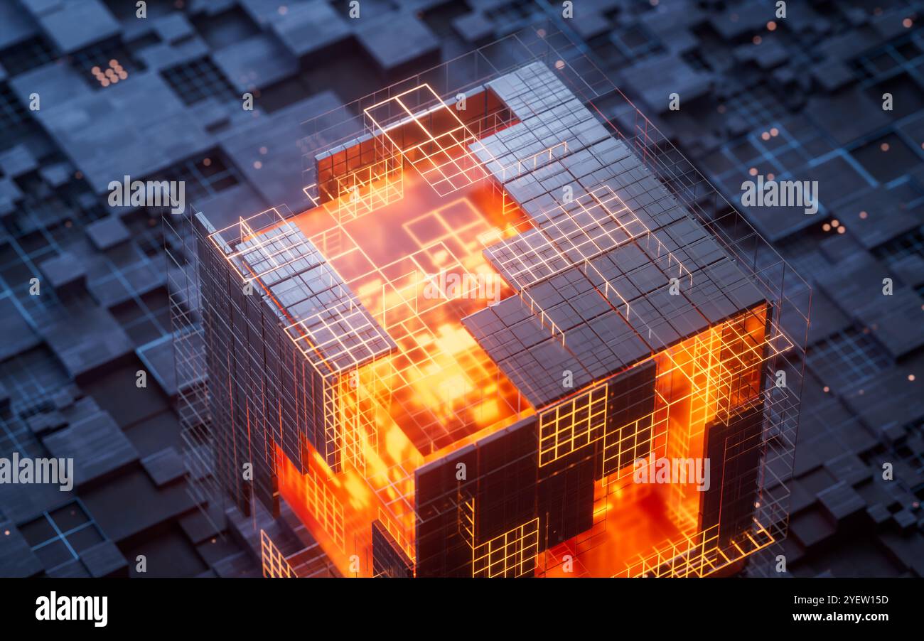 Technology circuit board and core, 3d rendering. 3D illustration Stock Photo - Alamy