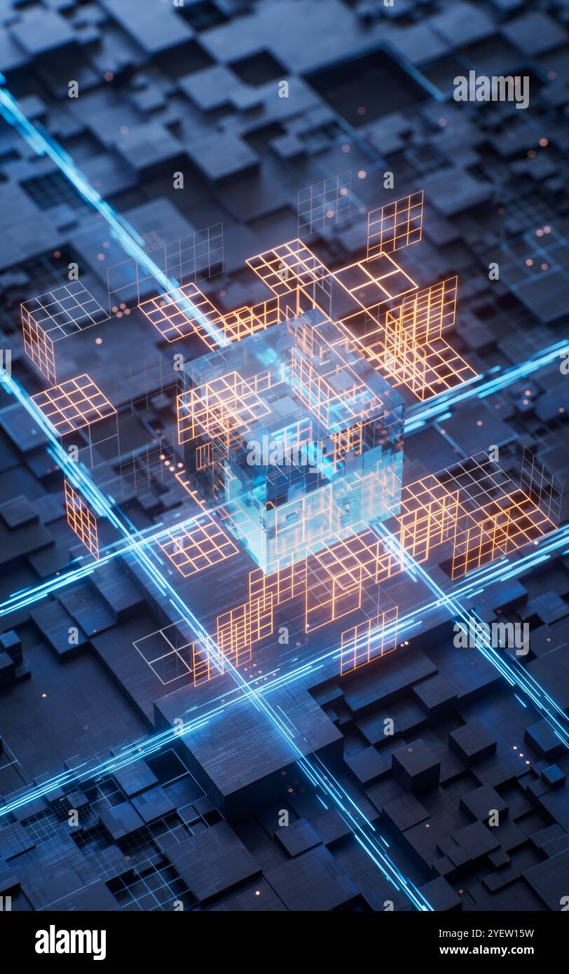 Technology circuit board and core, 3d rendering. 3D illustration Stock Photo - Alamy