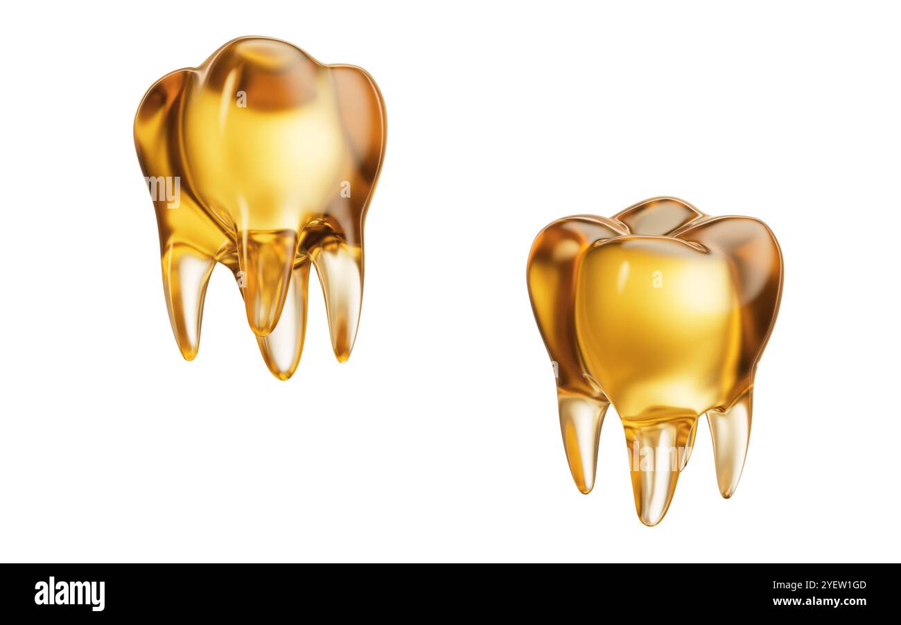Transparent golden tooth, 3d rendering. 3D illustration Stock Photo - Alamy
