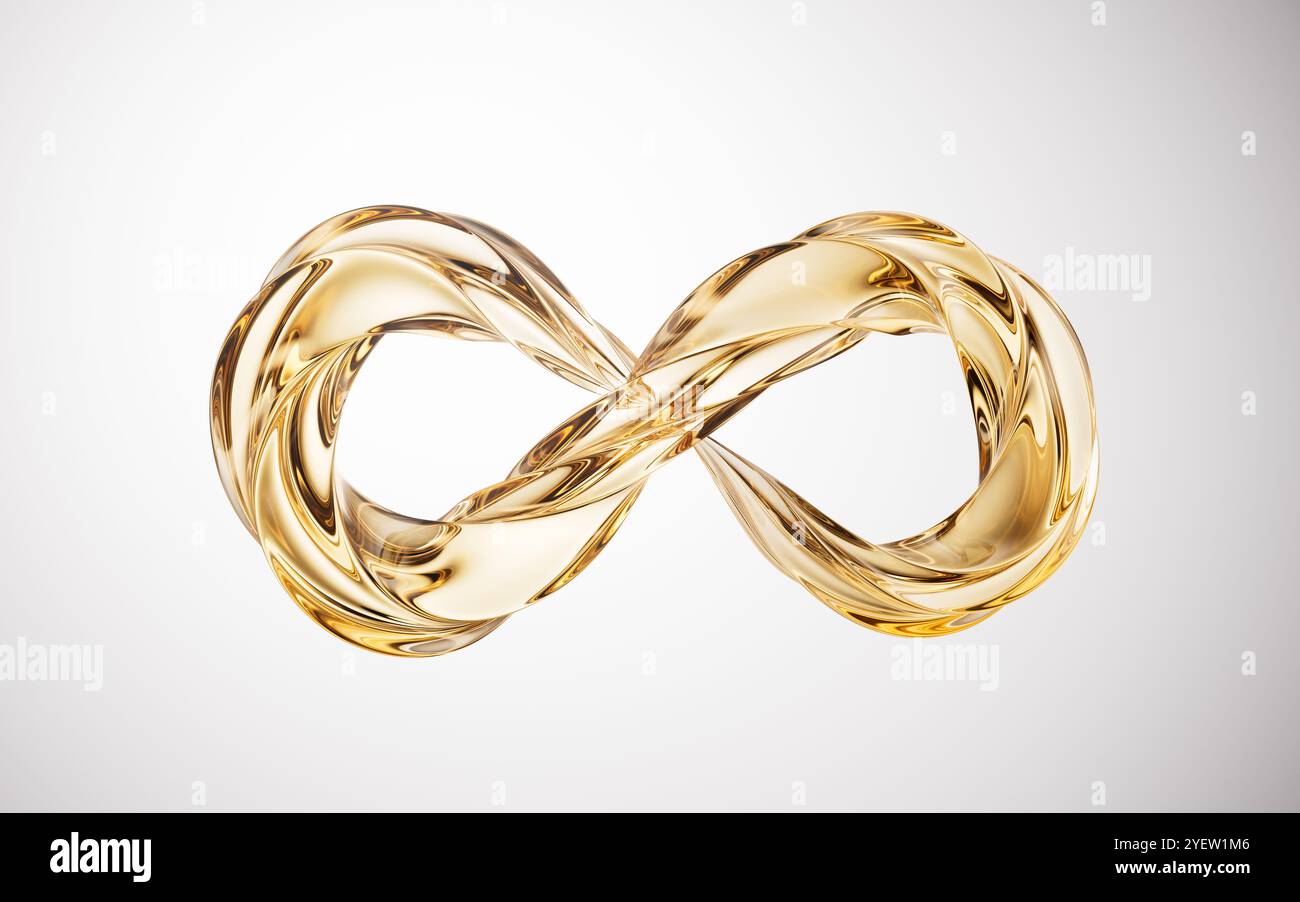 Golden glass mobius belt with white background, 3d rendering. 3D ...