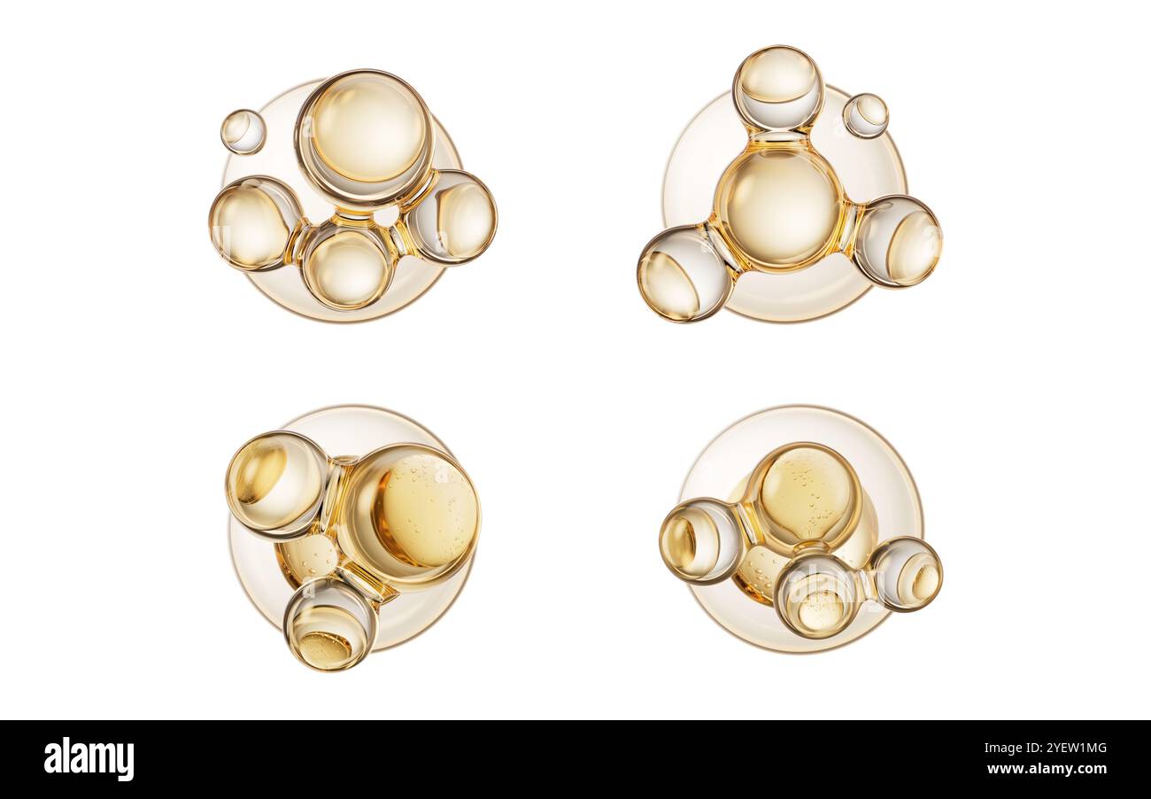 Golden molecules with biological and chemical concept, 3d rendering. 3D ...