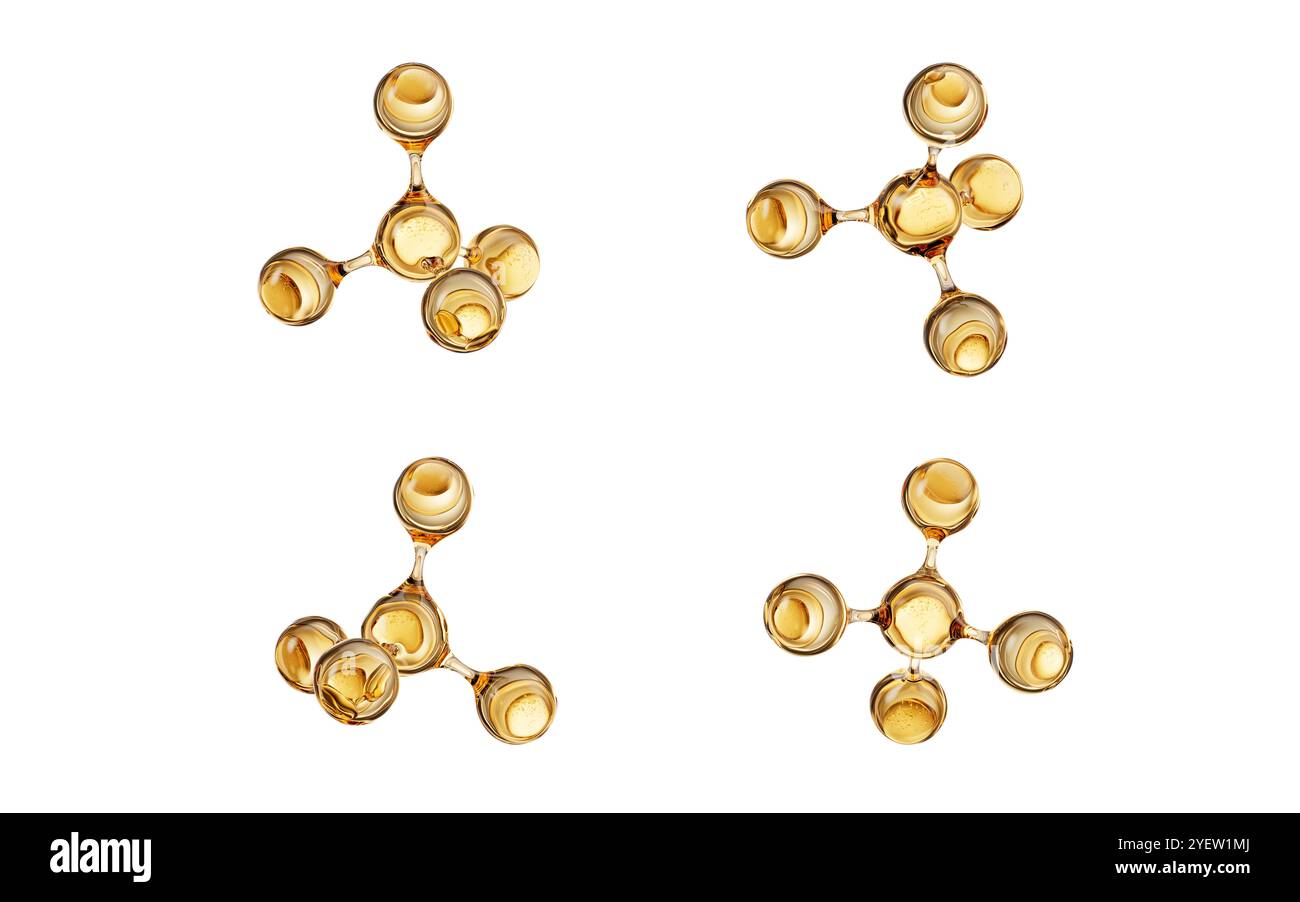 Golden molecules with biological and chemical concept, 3d rendering. 3D ...
