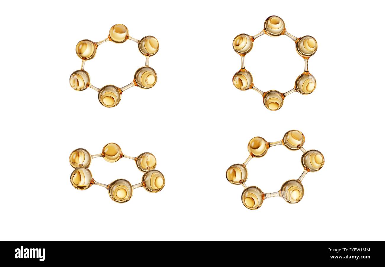 Golden molecules with biological and chemical concept, 3d rendering. 3D ...