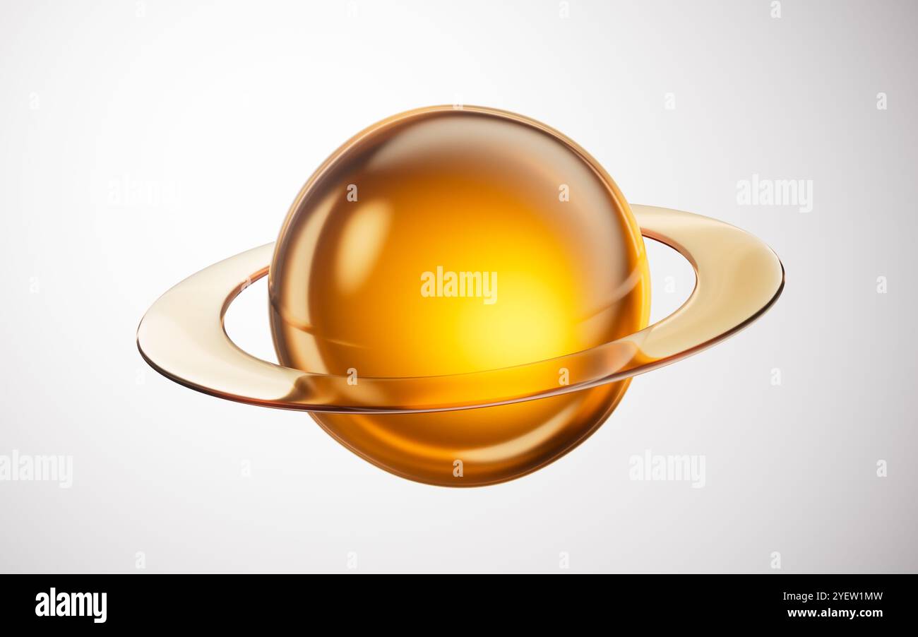 Golden glass planet with white background, 3d rendering. 3D ...