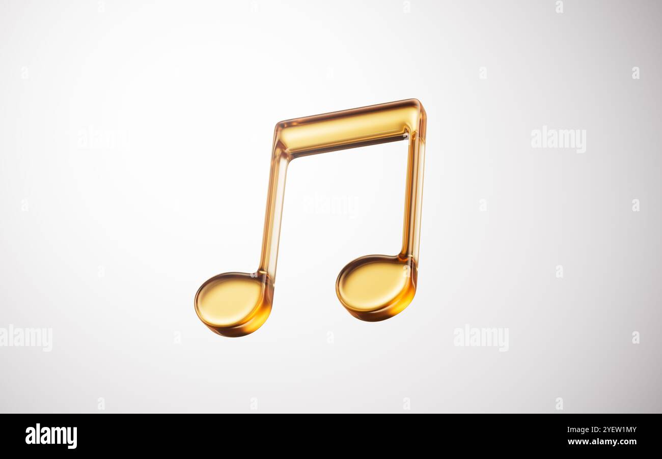 Golden glass music notes with white background, 3d rendering. 3D ...