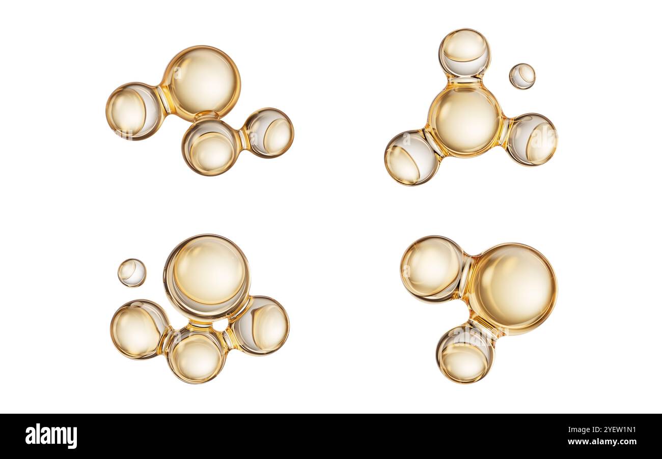 Golden molecules with biological and chemical concept, 3d rendering. 3D ...