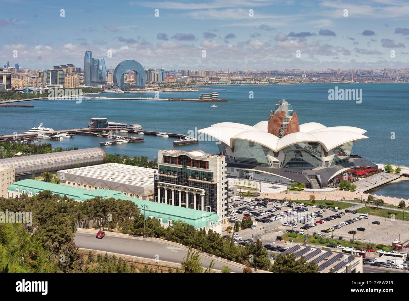 An aerial view highlights Deniz Mall in the foreground with the ...