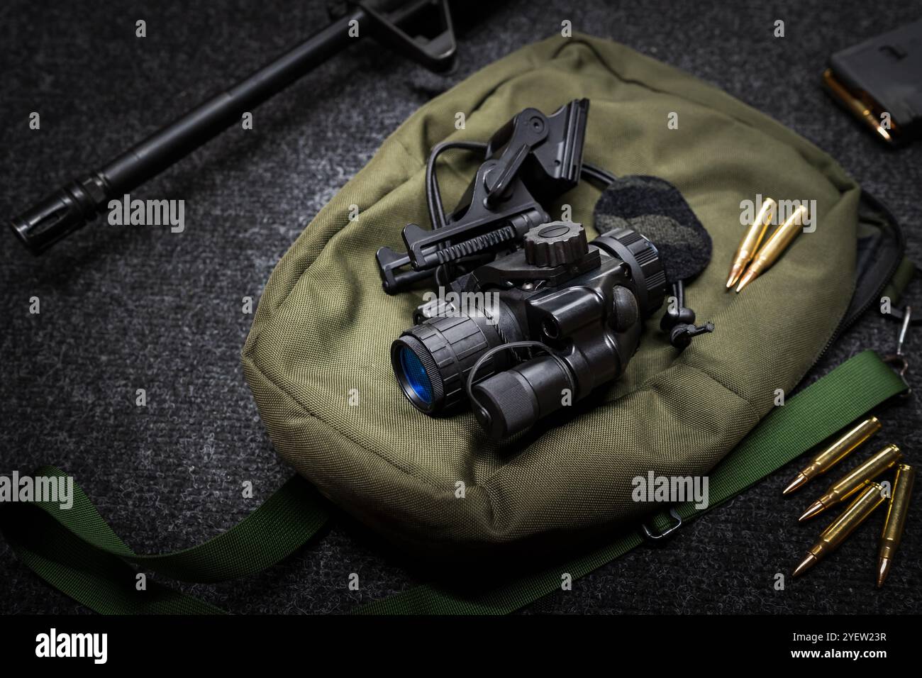 Military night vision monocular with helmet mount Stock Photo - Alamy