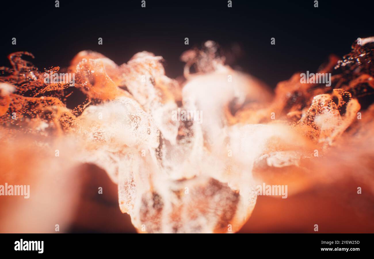 Red flowing particles with explosive wave effect, 3d rendering. 3D ...