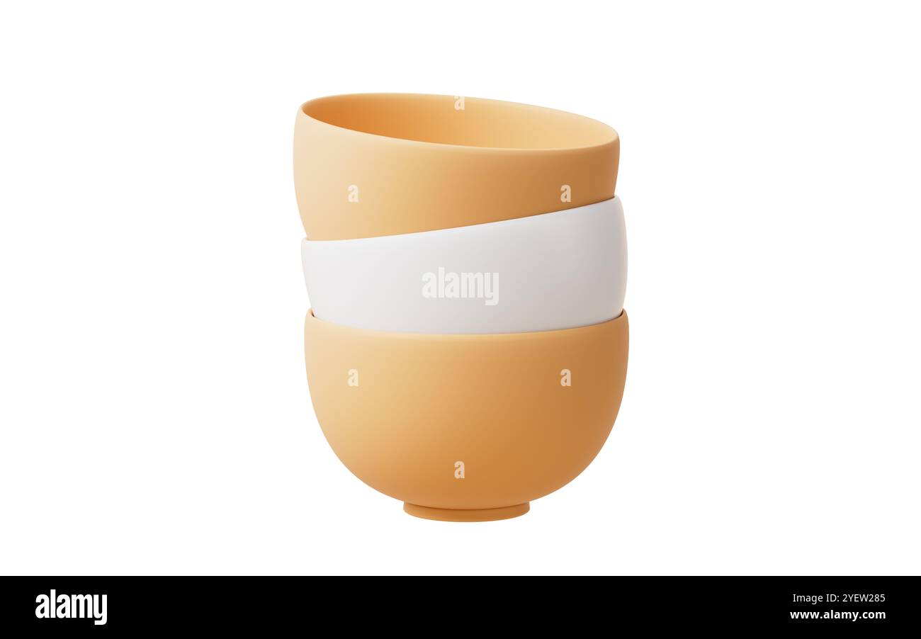 Stack of bowls with cartoon style, 3d rendering. 3D illustration Stock ...