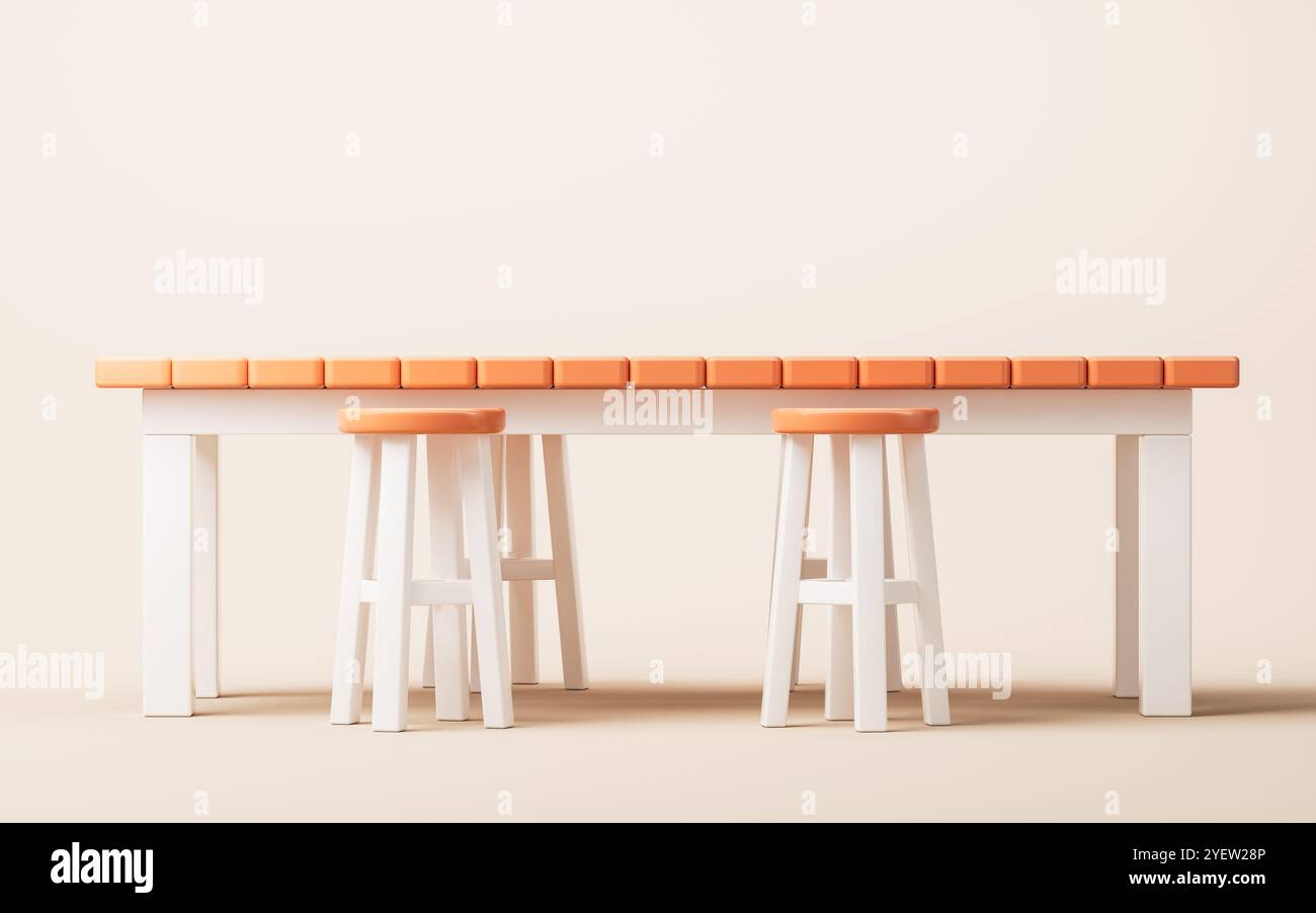 Cartoon style table and chairs, 3d rendering. 3D illustration Stock ...