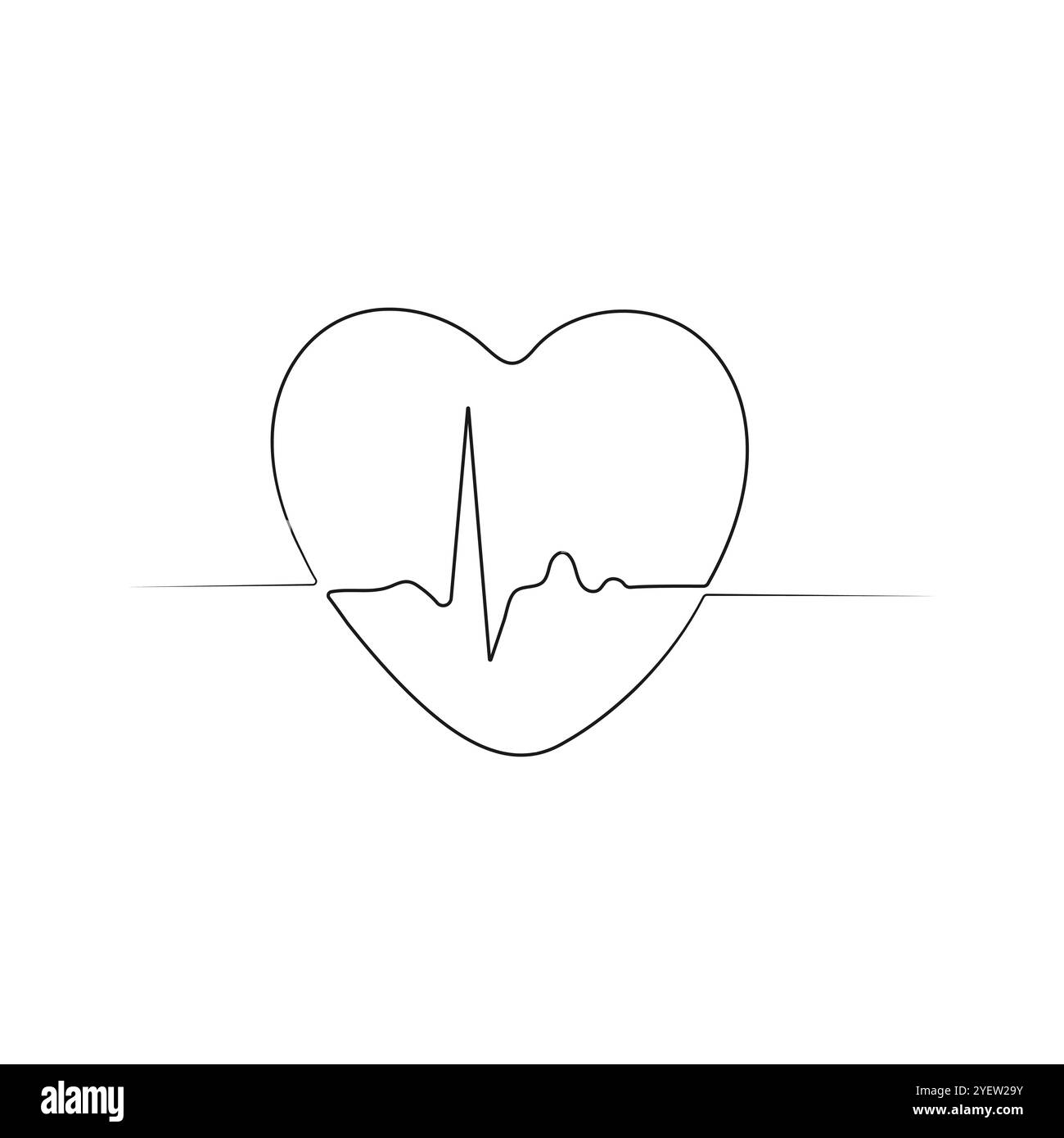Hearbeat icon. Cardiogram, medicine sign. One line art. Hand drawn ...