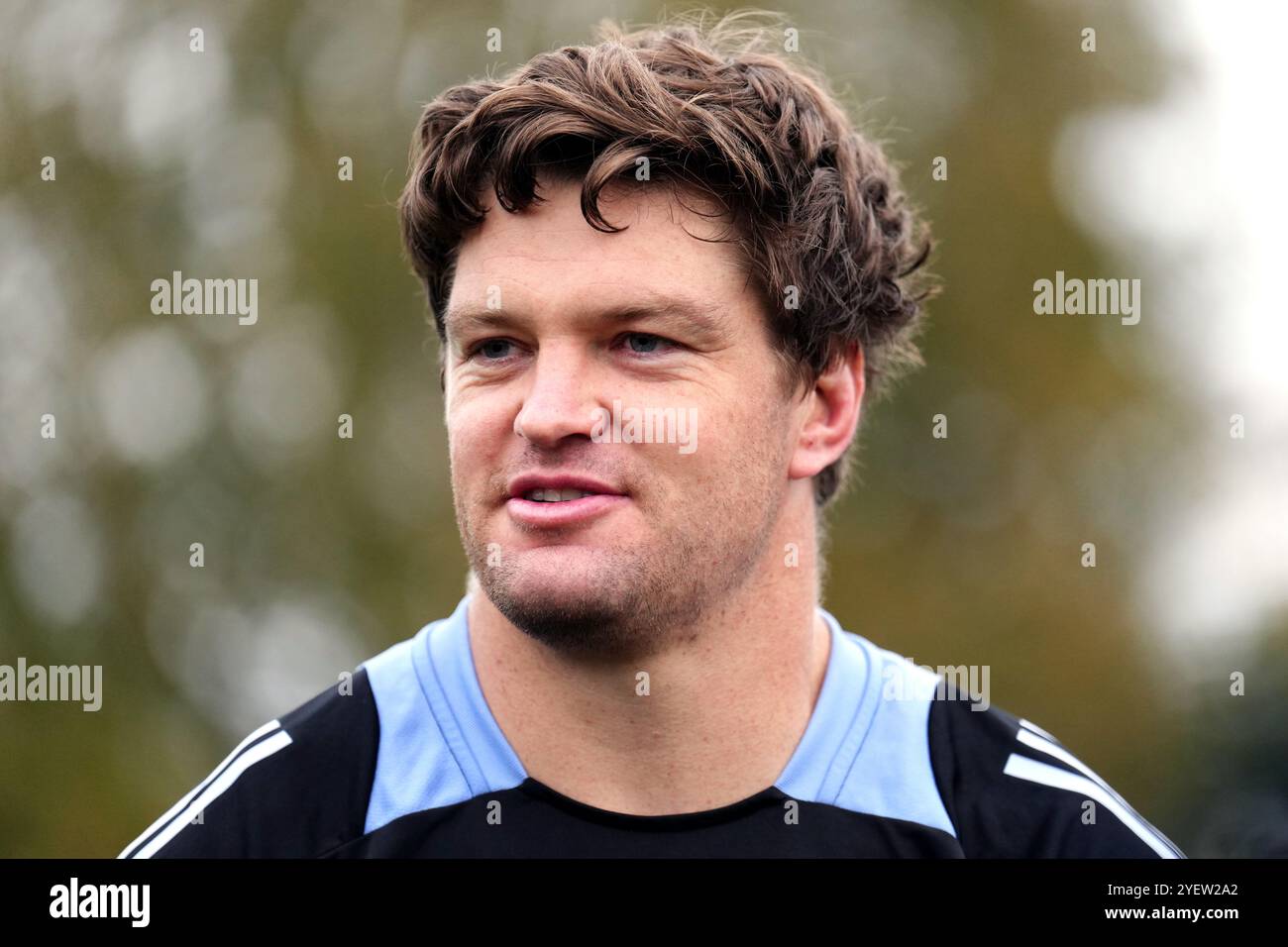 New Zealand's Scott Barrett being interviewed by the media during a ...