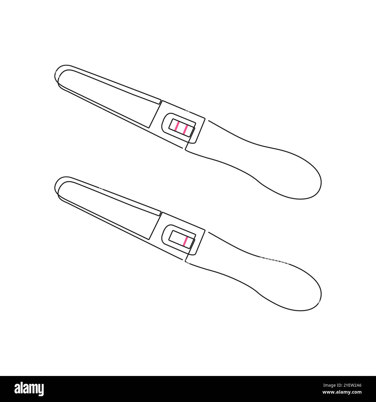 HCG Pregnancy test. One line art. Negative and positive pregnancy test ...