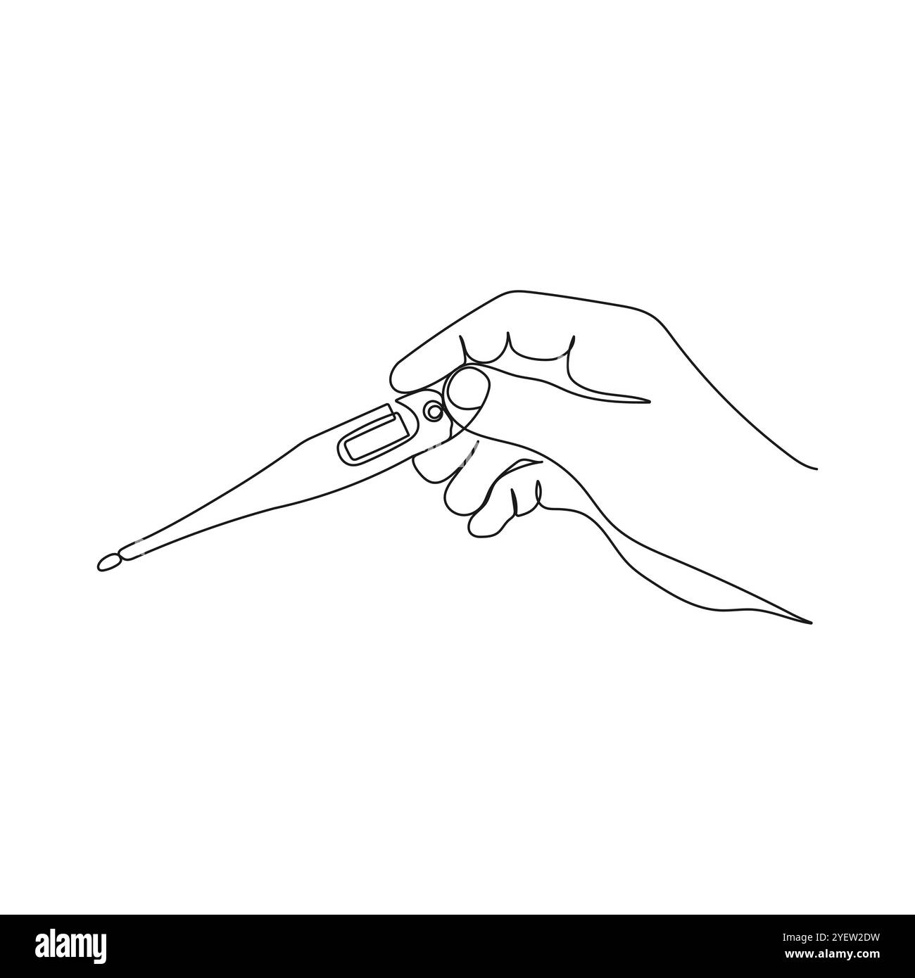 Hand holding thermometer. One line art. Hand drawn vector illustration ...