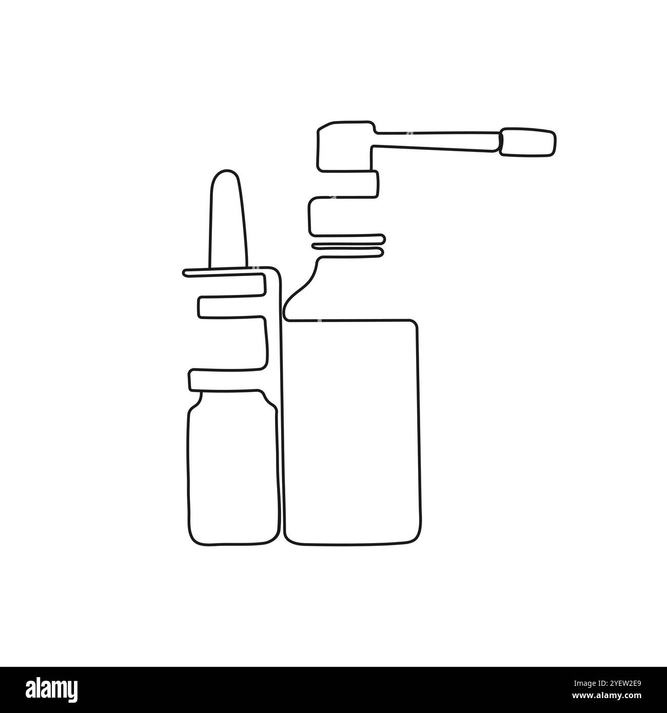 Nazal and throat spray. Medication, one line art. Healthcare and ...