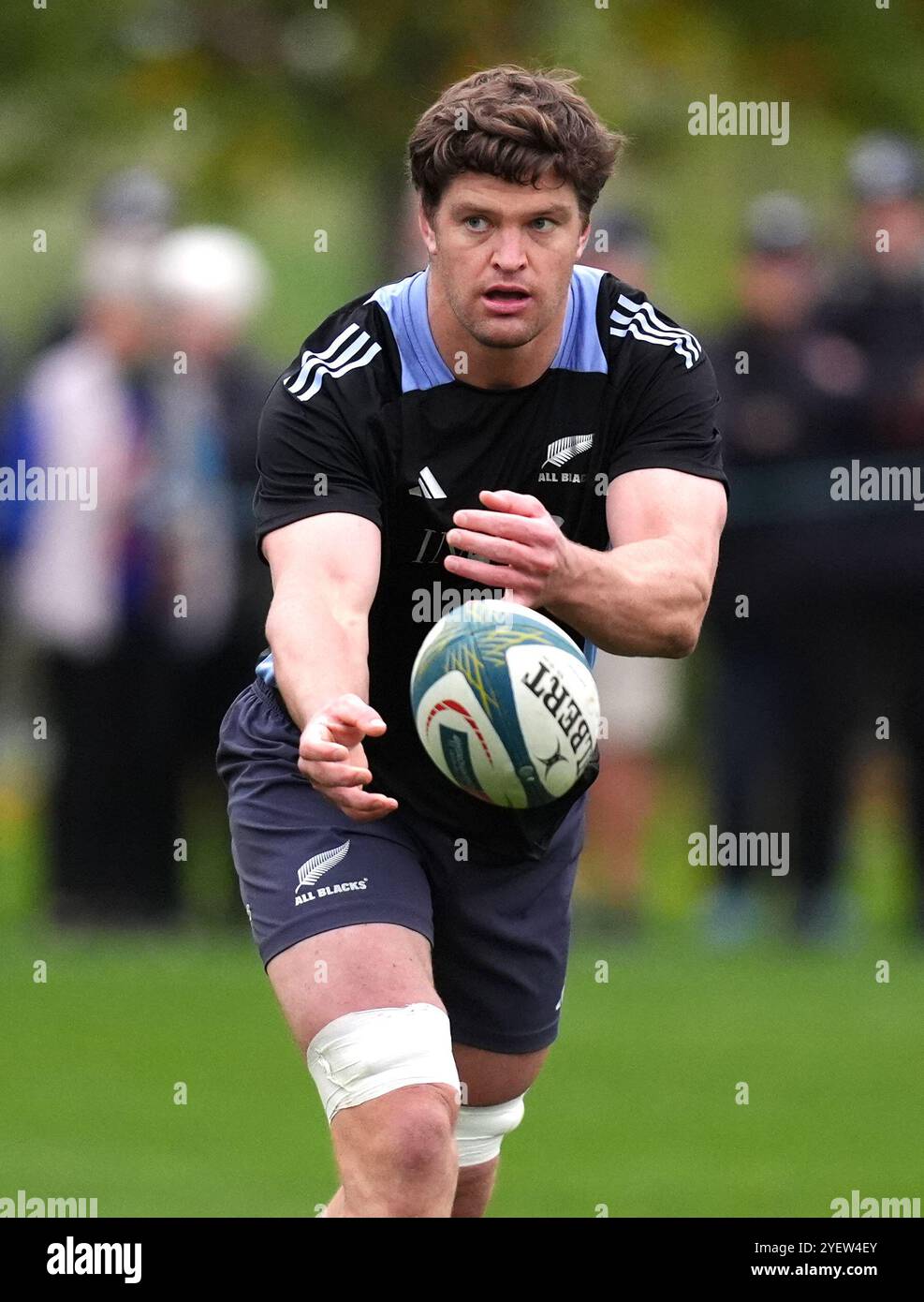 New Zealand's Scott Barrett during a team run at The Lensbury Resort ...