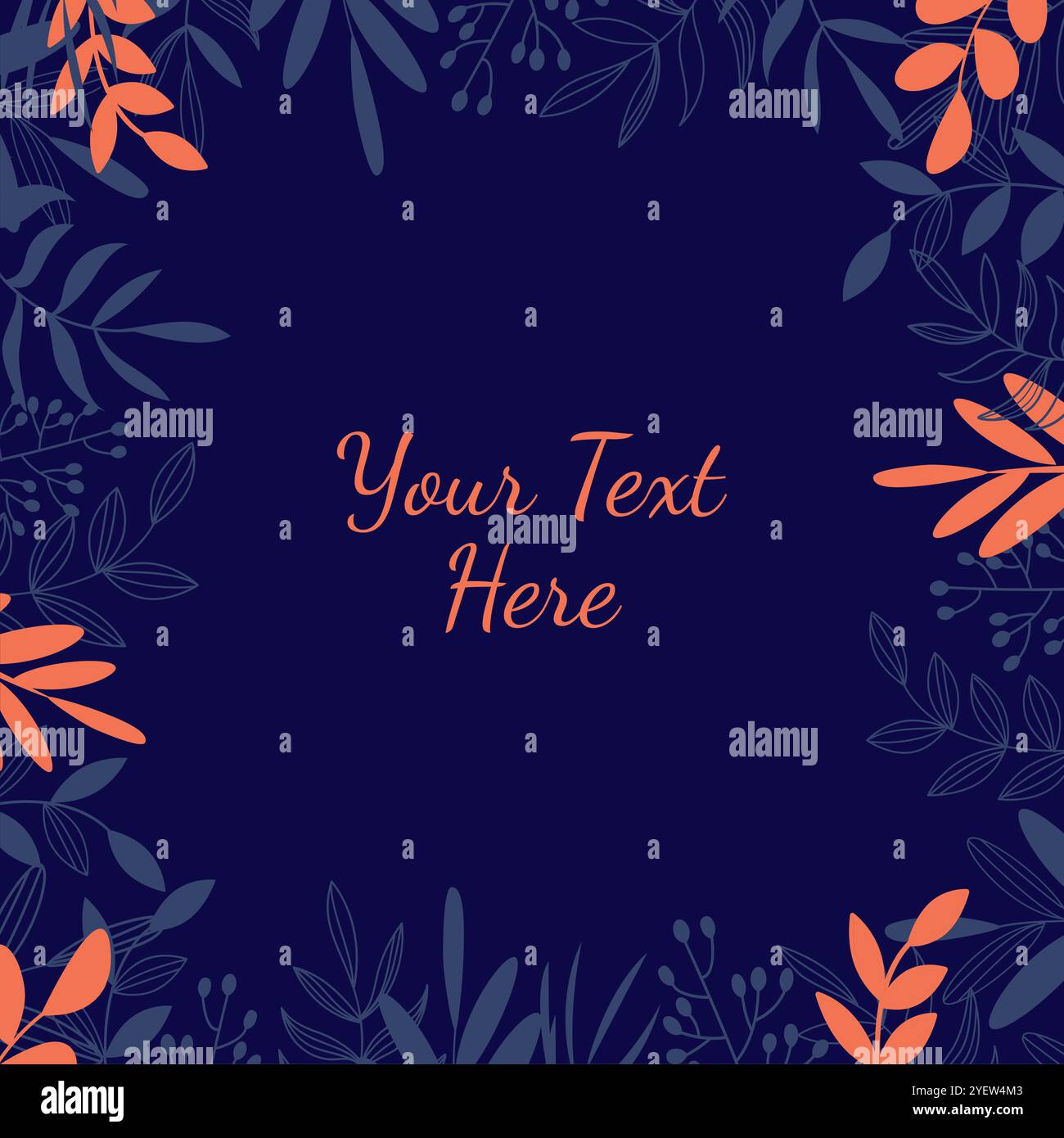 Autumn leaf template for invitation design. Square frame with colorful ...