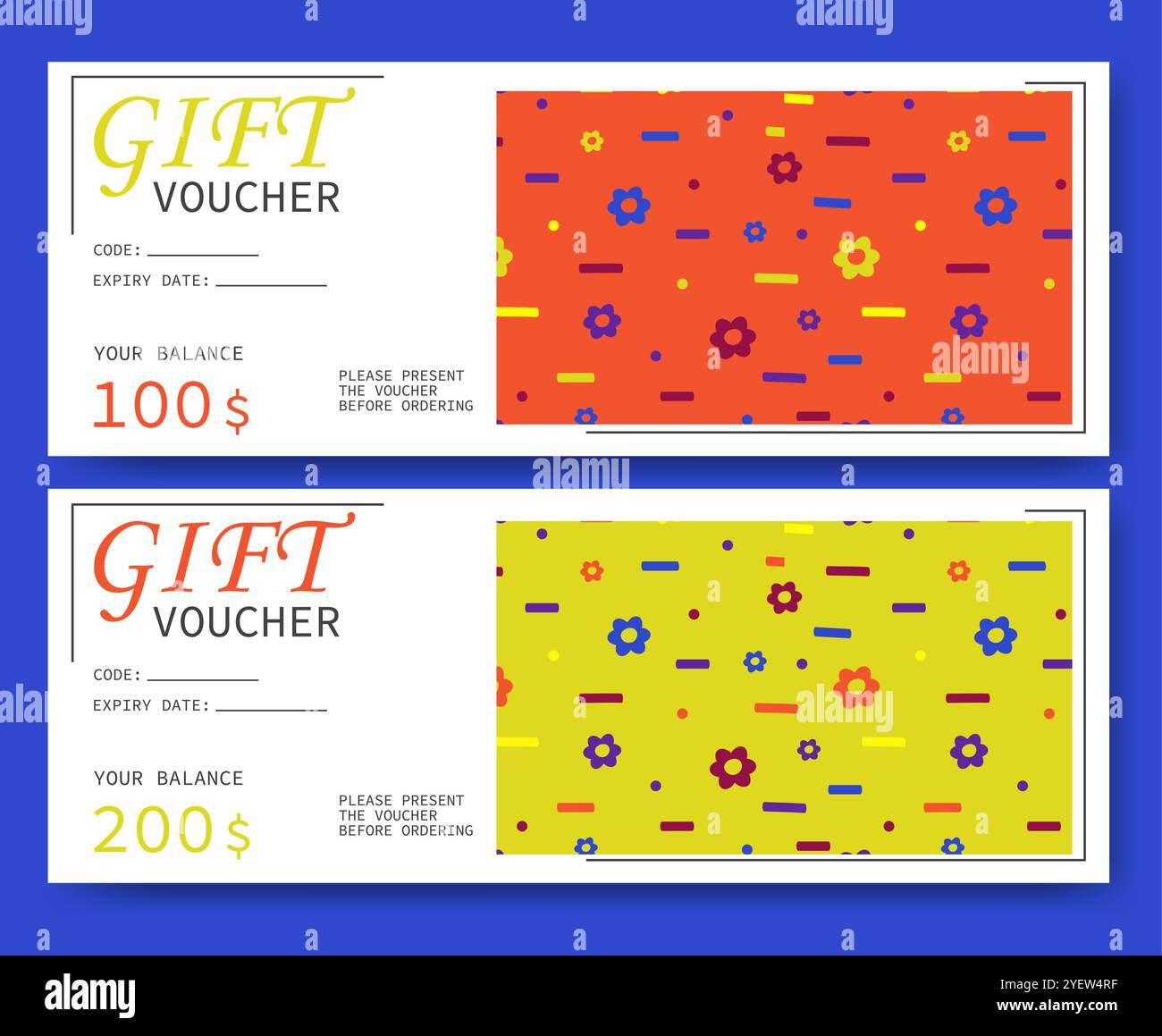 Abstract gift voucher card templates. Modern discount coupon or ...