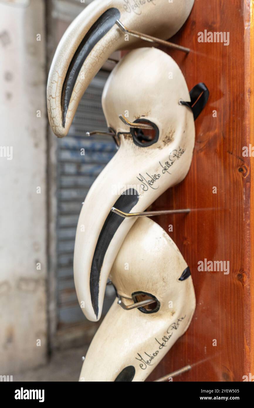 Venice, Vento – IT – Oct 14, 2024 A trio of Venetian plague doctor ...