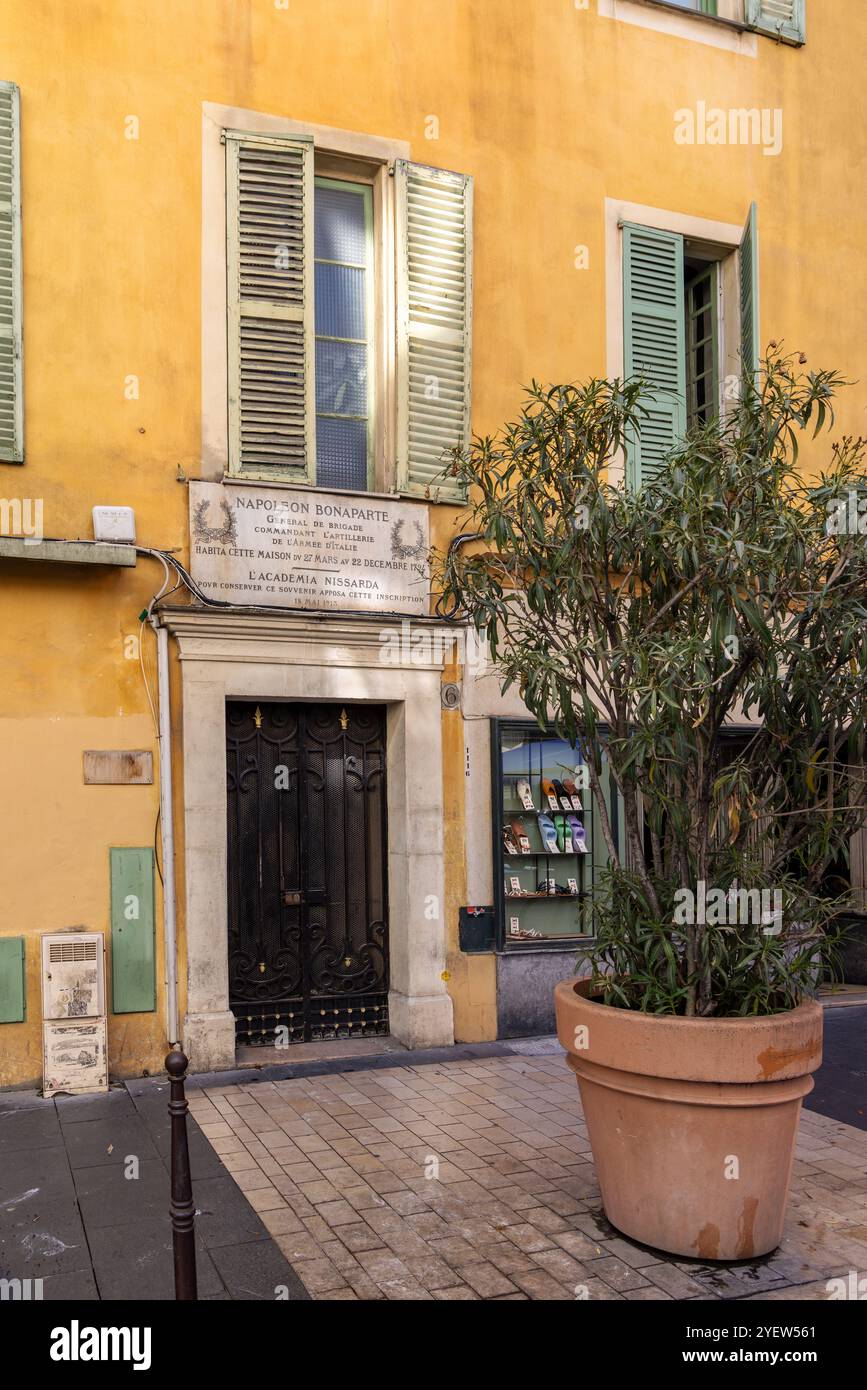 A commemorative plaque saying that Napoleon Bonaparte, commander in ...