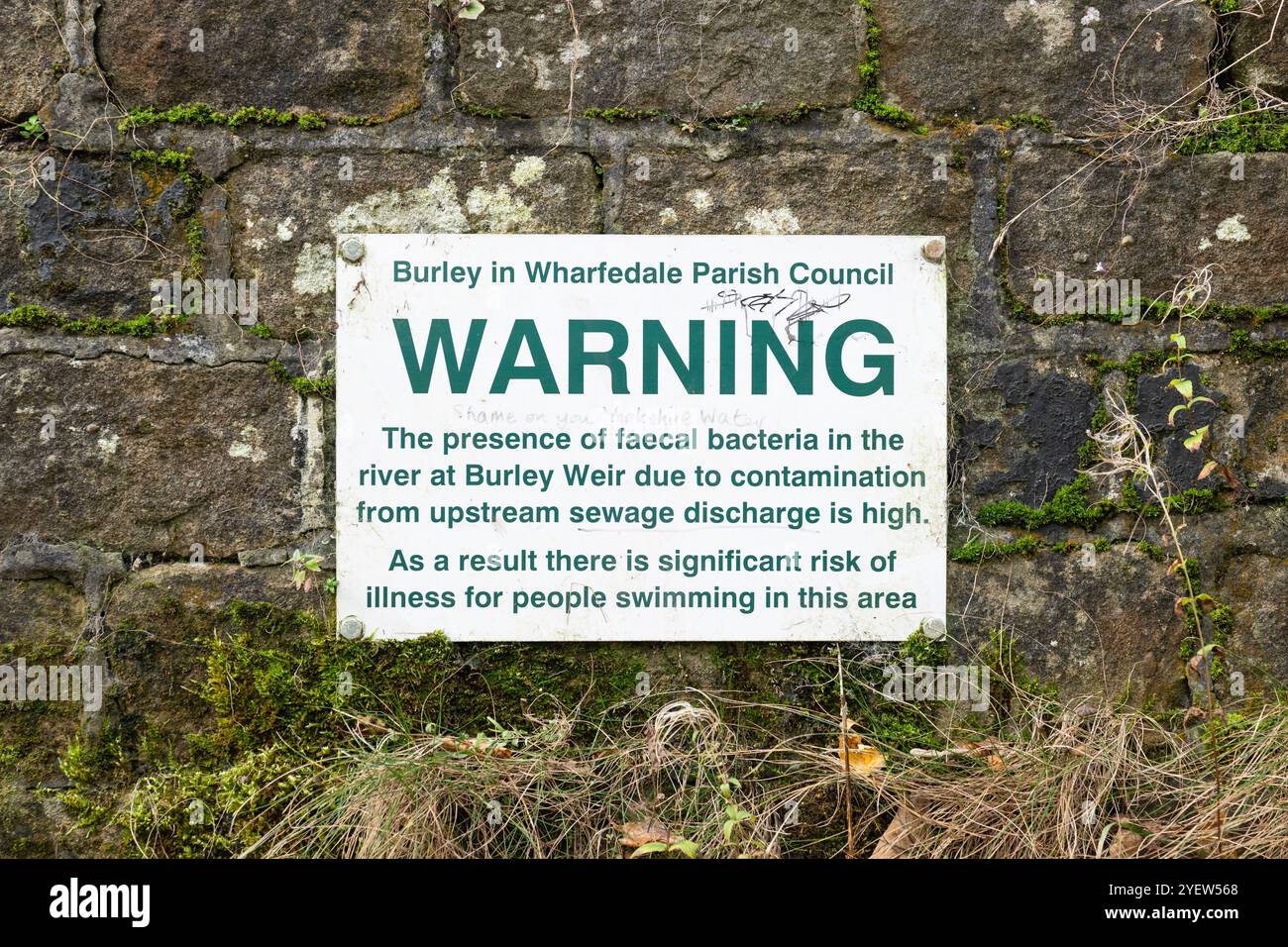 Warning the presence of faecal bacteria in the river hi-res stock ...